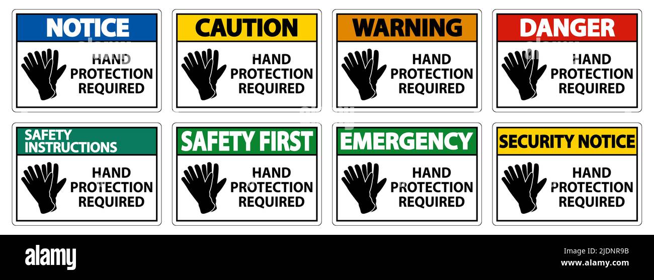 Hand Protection Required Sign on white background Stock Vector Image ...