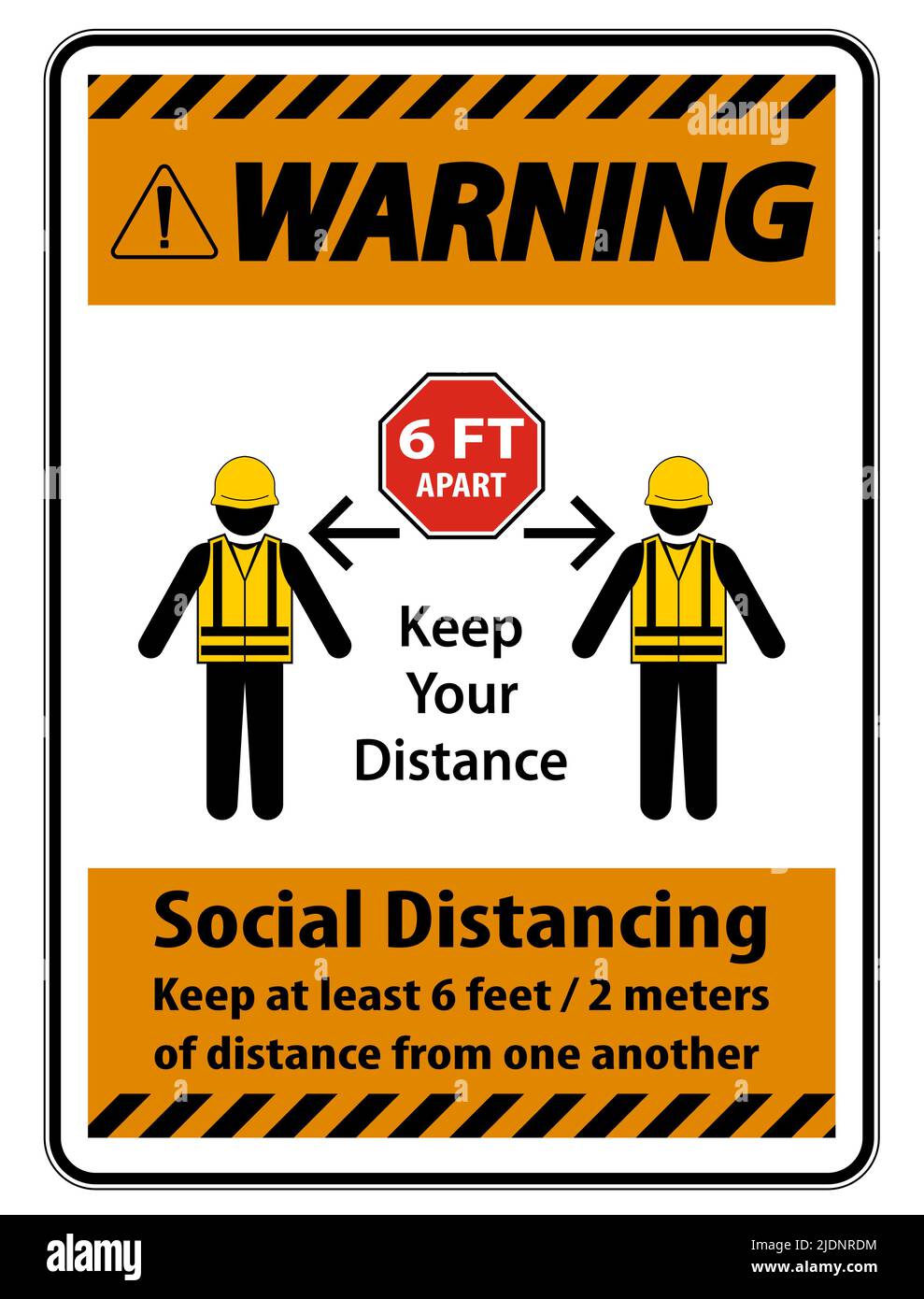 Warning Social Distancing Construction Sign Isolate On White Background ...