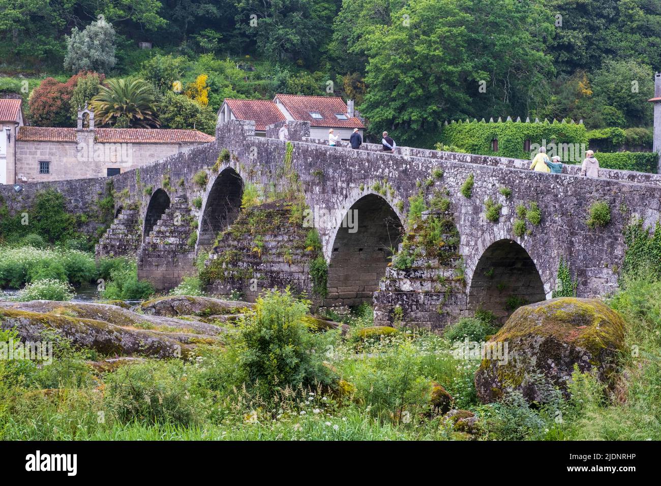 Spain, Negreira, Galicia. A Ponte Maceira, Maceira Bridge, Ponte Vella ...