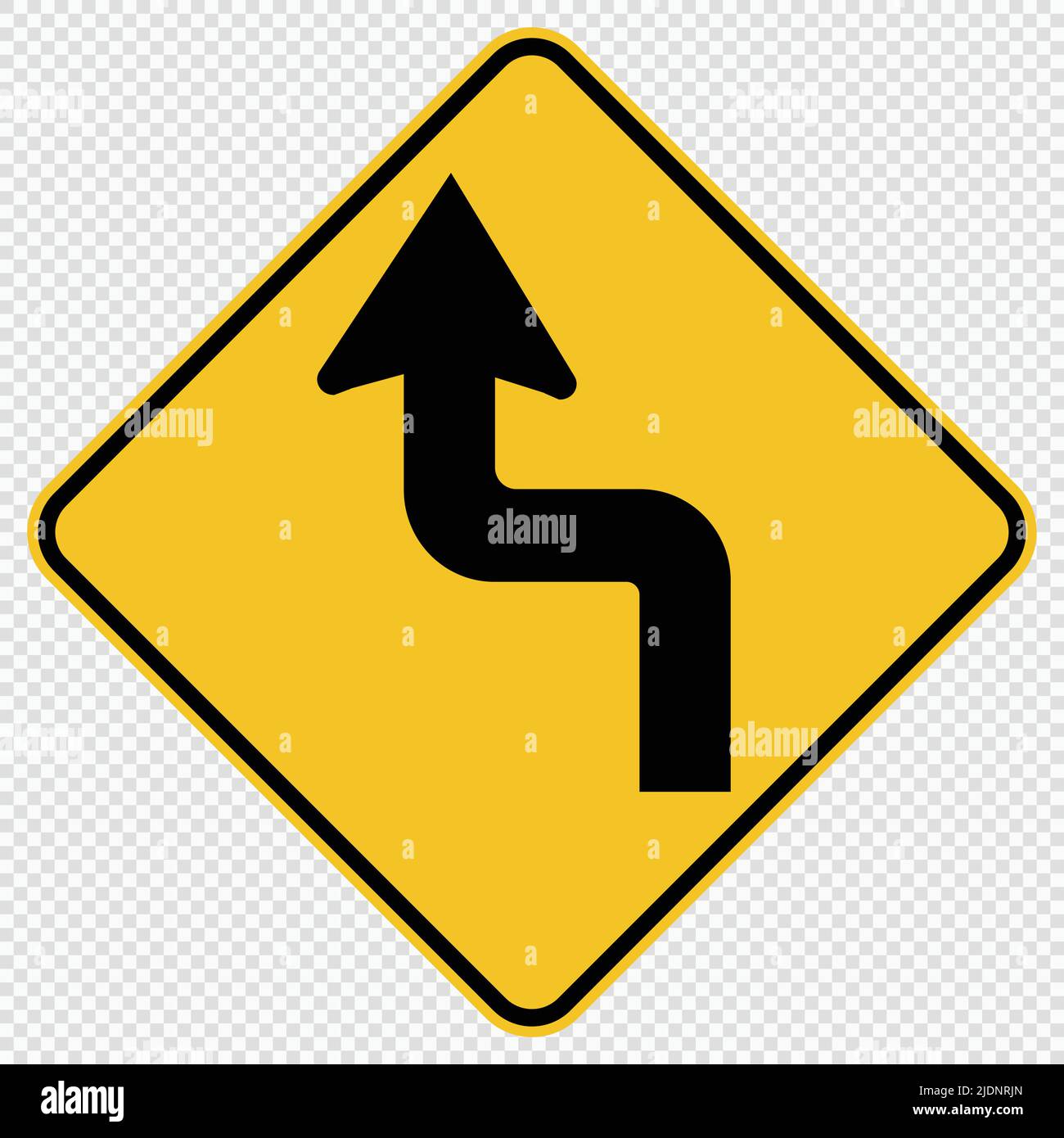 Curves ahead Left Traffic Road Sign on transparent background,vector ...
