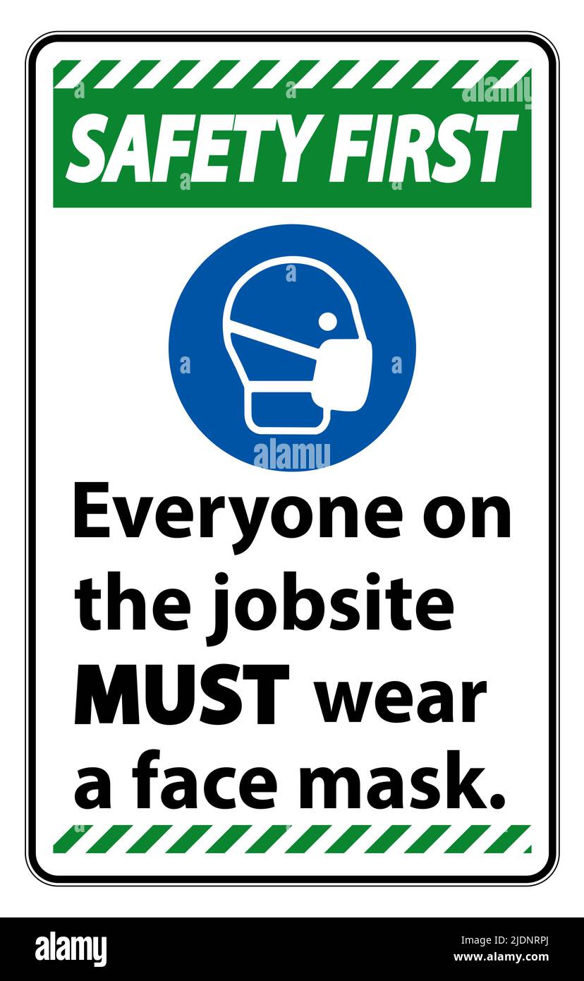 Safety First Wear A Face Mask Sign Isolate On White Background Stock ...