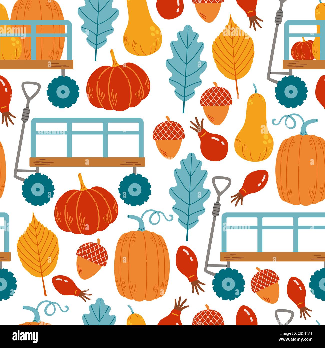 Autumn seamless pattern with pumpkin, leaf vector Stock Vector Image ...