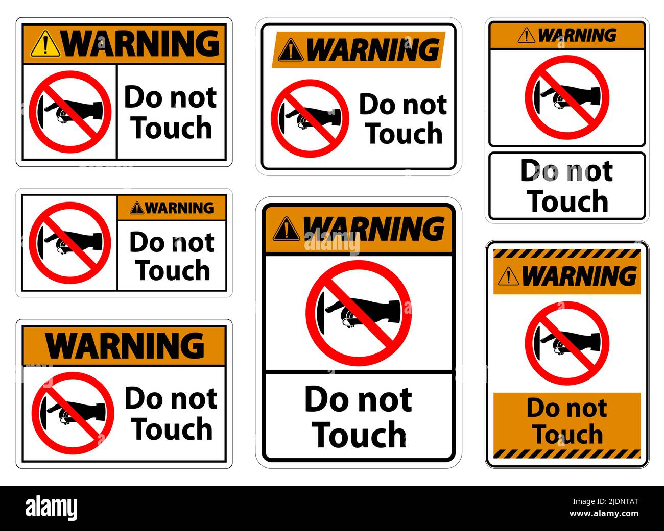 Warning do not touch sign label on transparent background Stock Vector ...