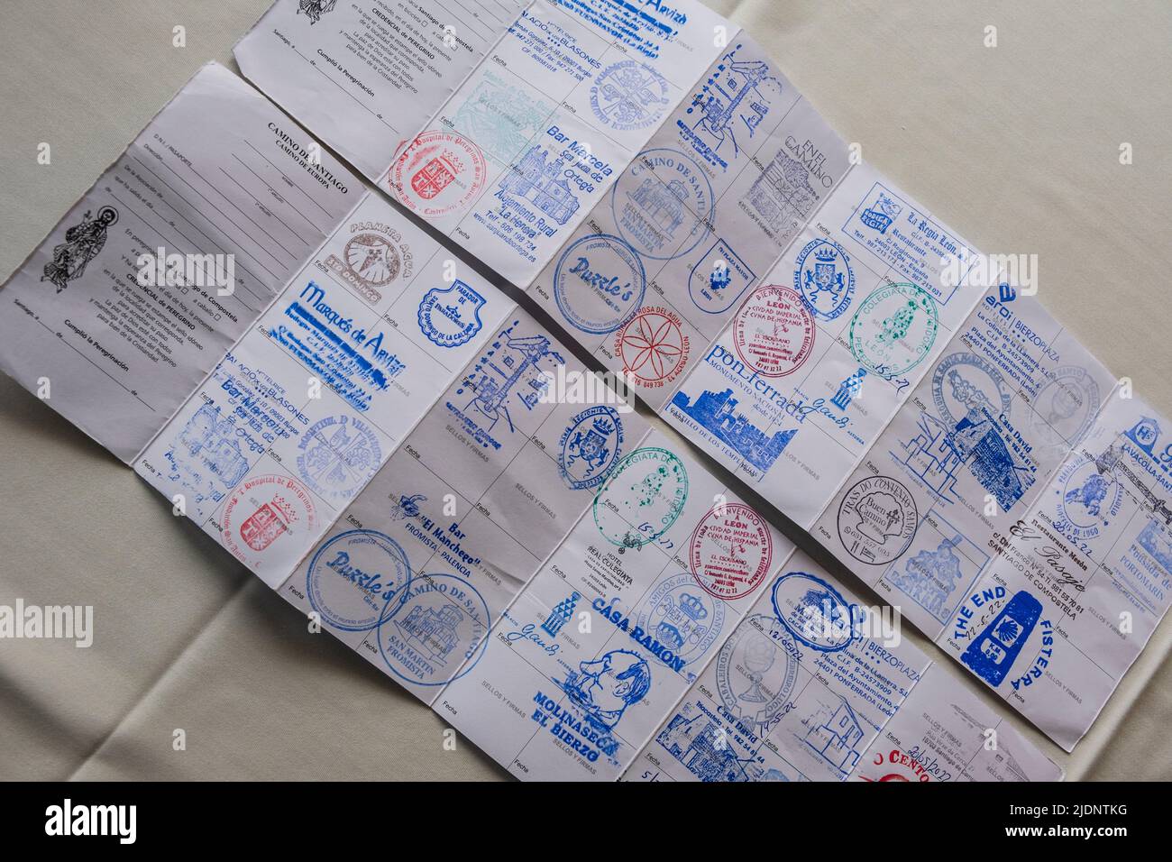 Spain, Camino de Santiago Passport Stamps Gathered along the Way ...