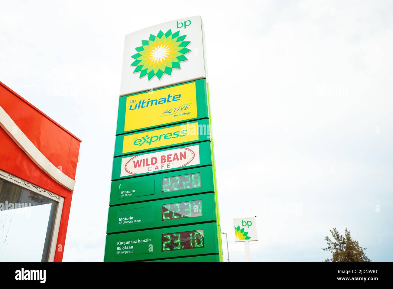 26 May 2022, Antalya, Turkey: British Petroleum BP gasoline station ...