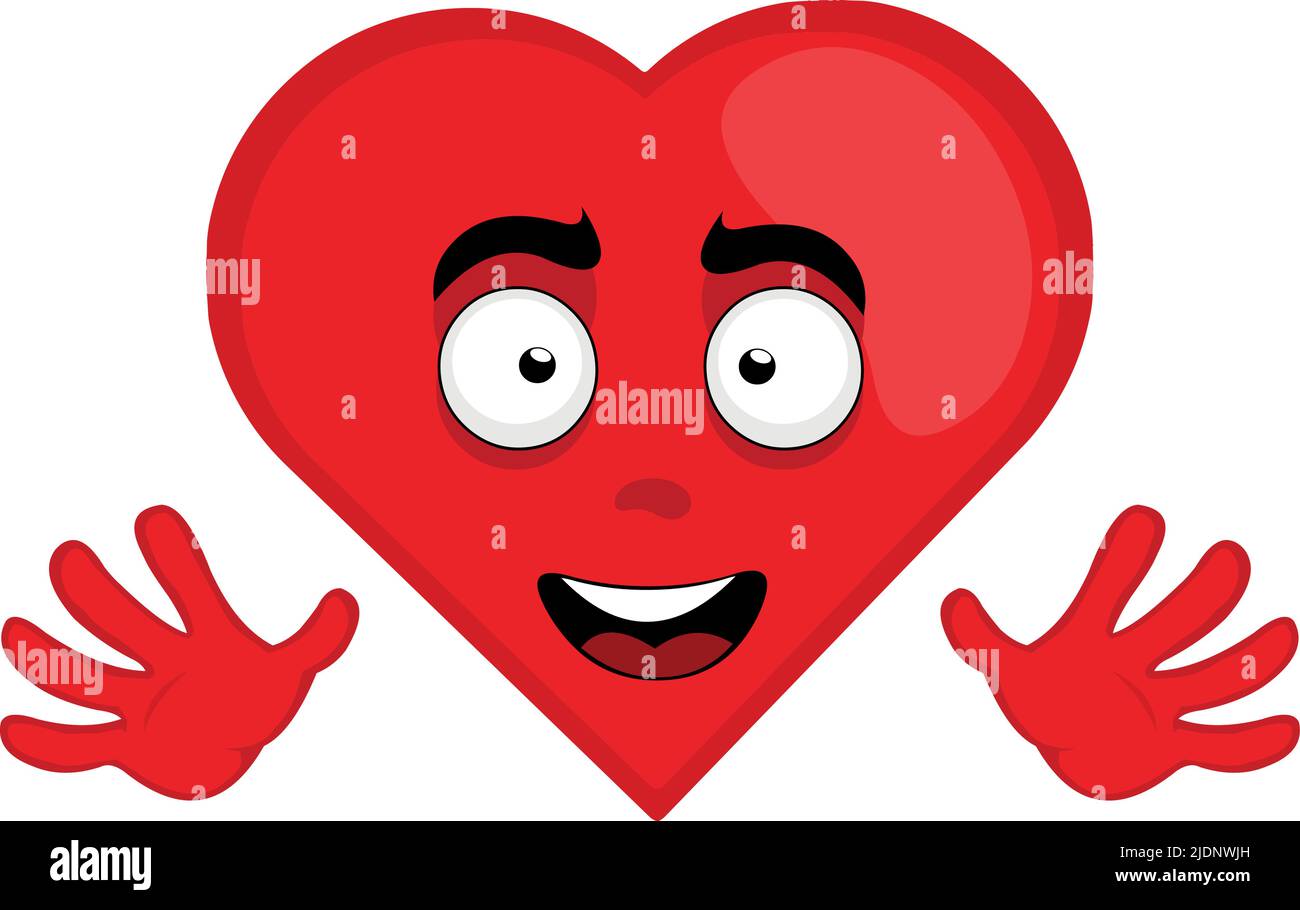 Vector illustration of a cartoon character of a heart, with a happy ...