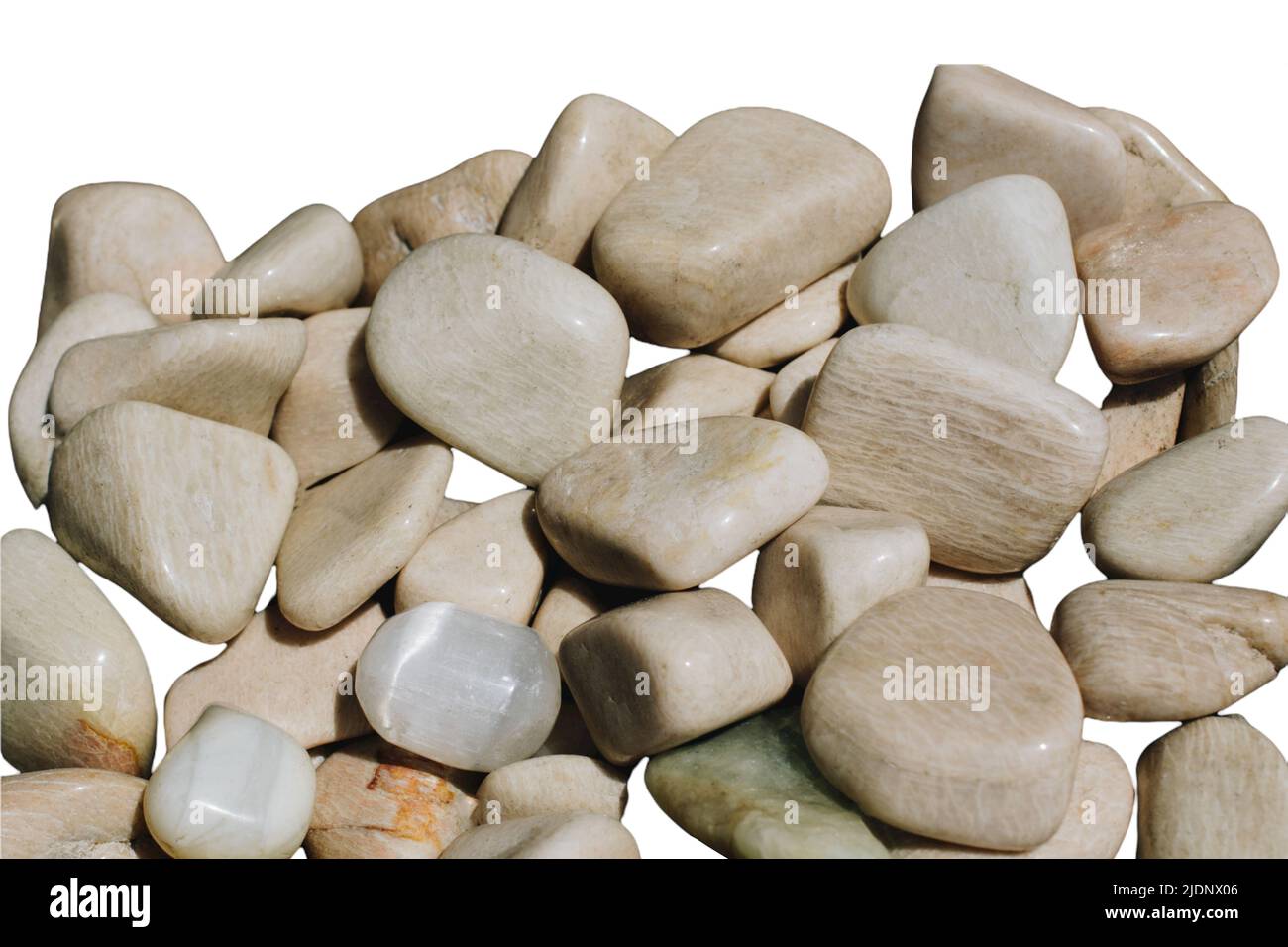 Colorful semi-precious stones. Different shapes rock pebbles. Semi ...