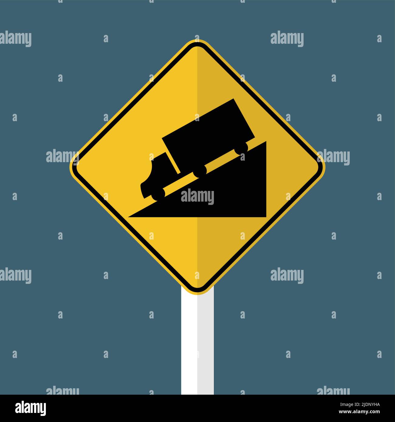 Truck DownHill Warning Sign,vector illustration Stock Vector Image ...