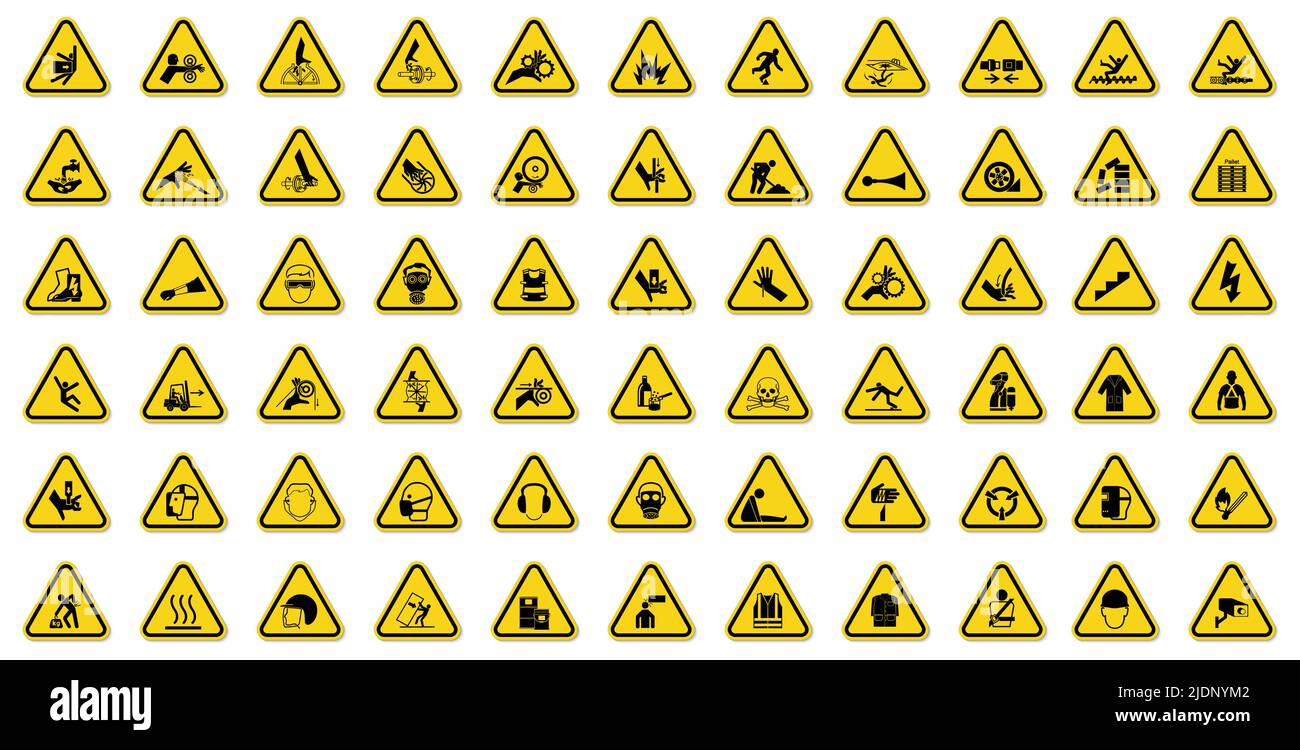 Warning Hazard Symbols labels Sign Isolate on White Background,Vector ...