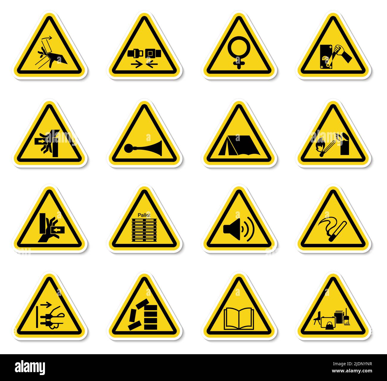 Warning Hazard Symbols labels Sign Isolate on White Background,Vector ...