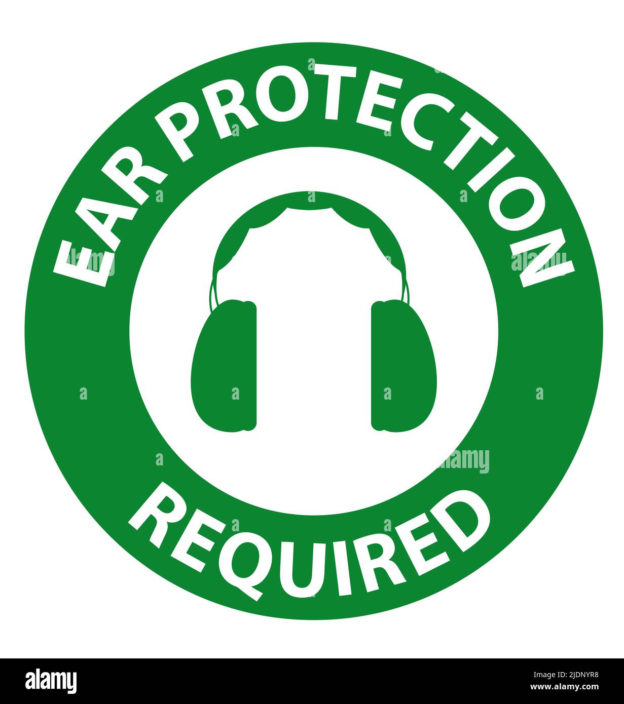 Safety first Ear Protection Required Sign on white background Stock ...
