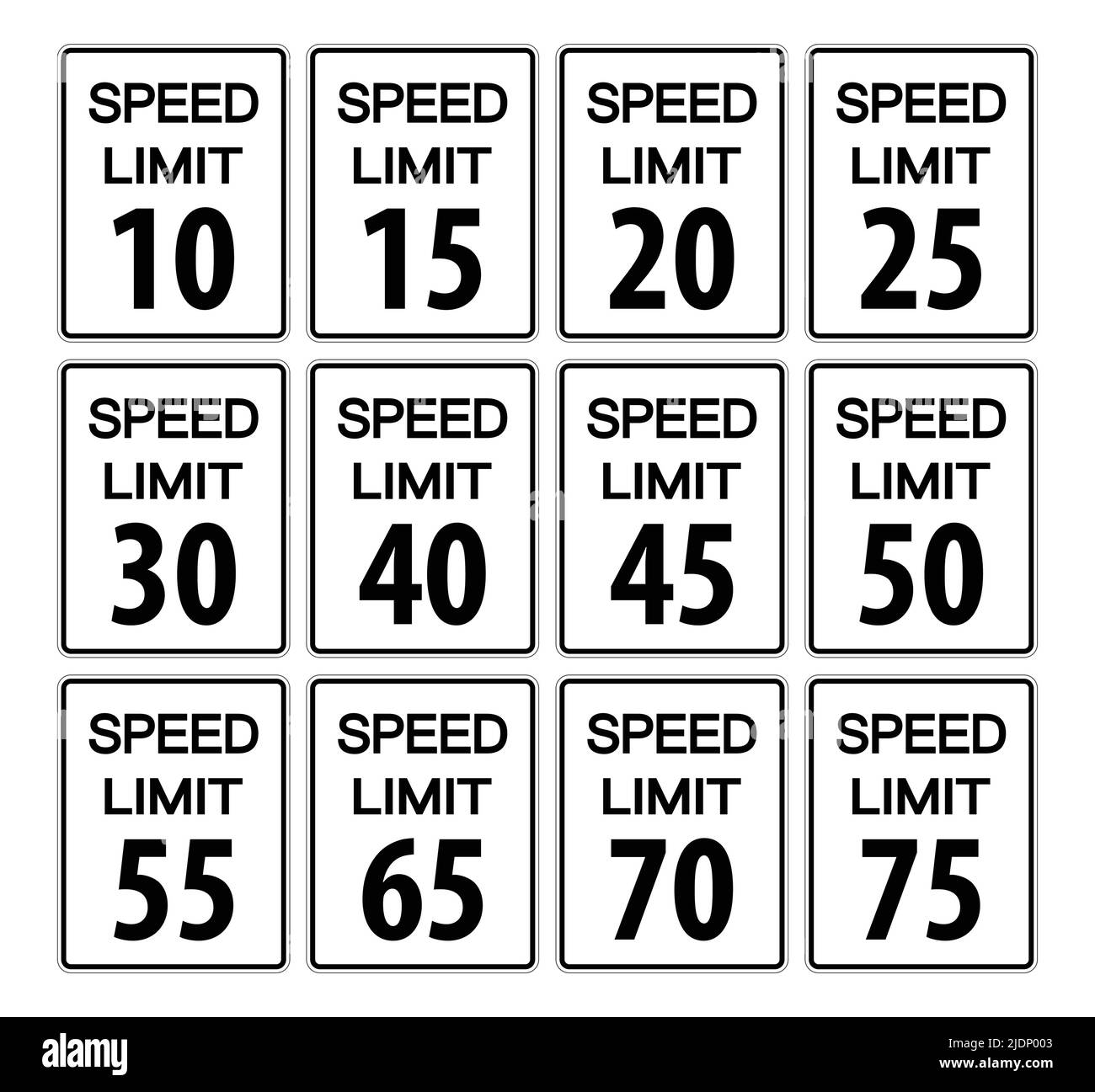 Speed Limit Sign Set,vector illustration Stock Vector Image & Art - Alamy