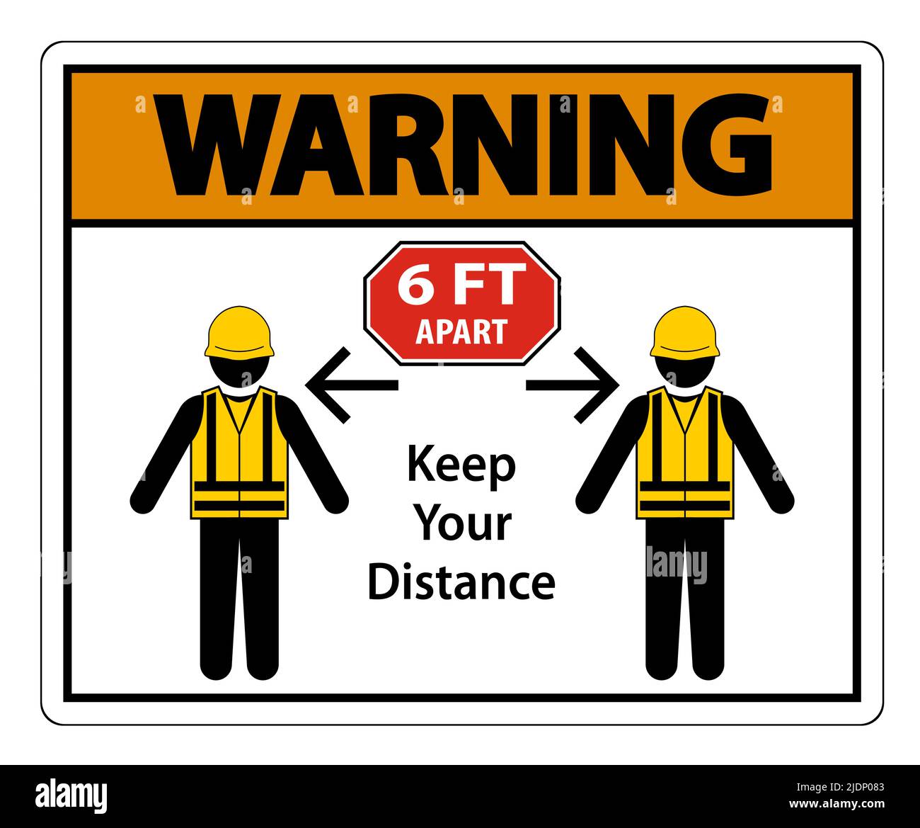 Warning Social Distancing Construction Sign Isolate On White Background ...