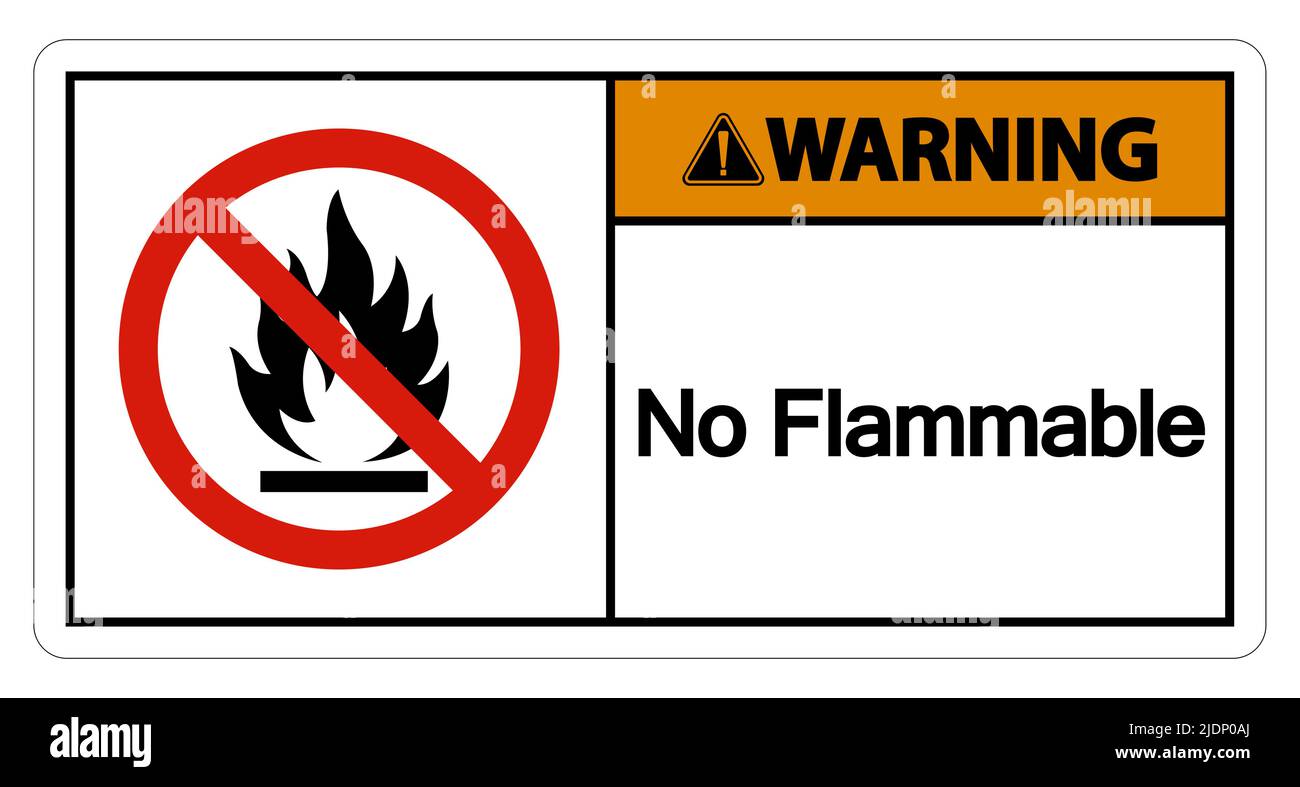 Warning No Flammable Symbol Sign On White Background Stock Vector Image ...
