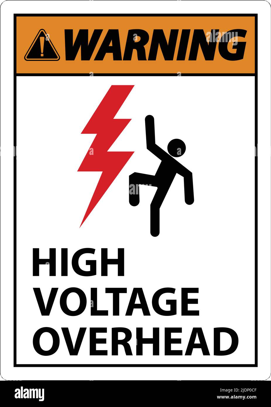 Warning High Voltage Overhead Sign On White Background Stock Vector ...