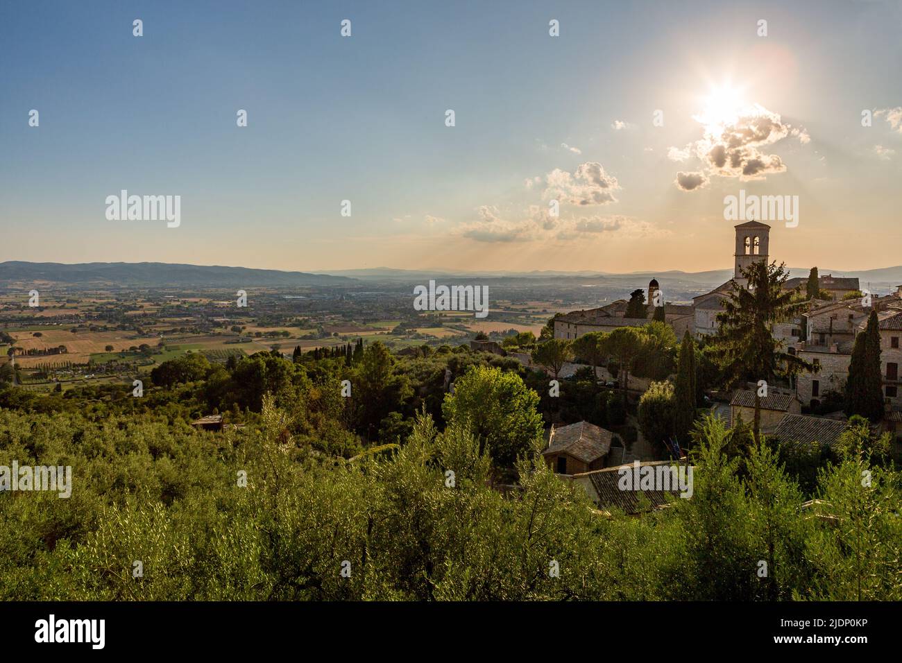Panorama of Assisi village and Perugia countryside, Umbria, Italy ...