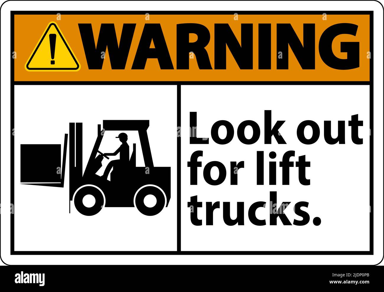 Warning Look Out For Lift Trucks Sign On White Background Stock Vector ...