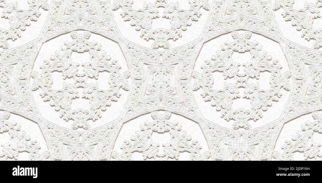 White on White linen lace effect border background. Minimal stylish ...