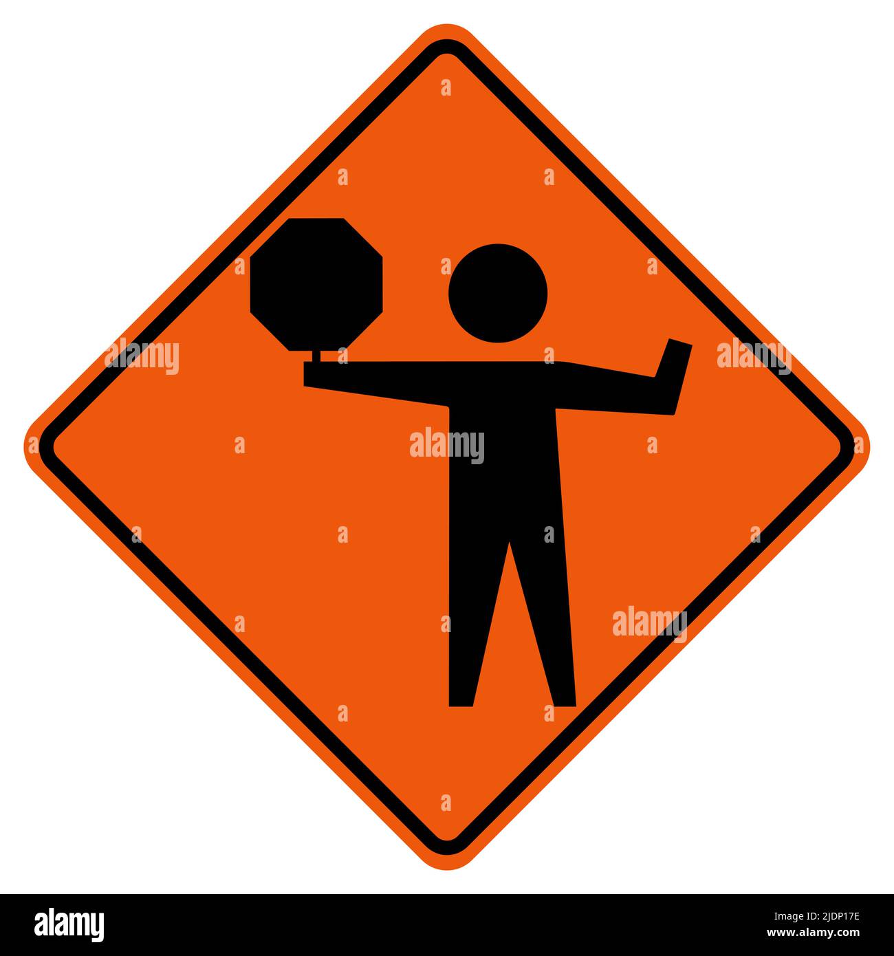 Flaggers In Road Ahead Warning Traffic Symbol Sign Isolate on White ...