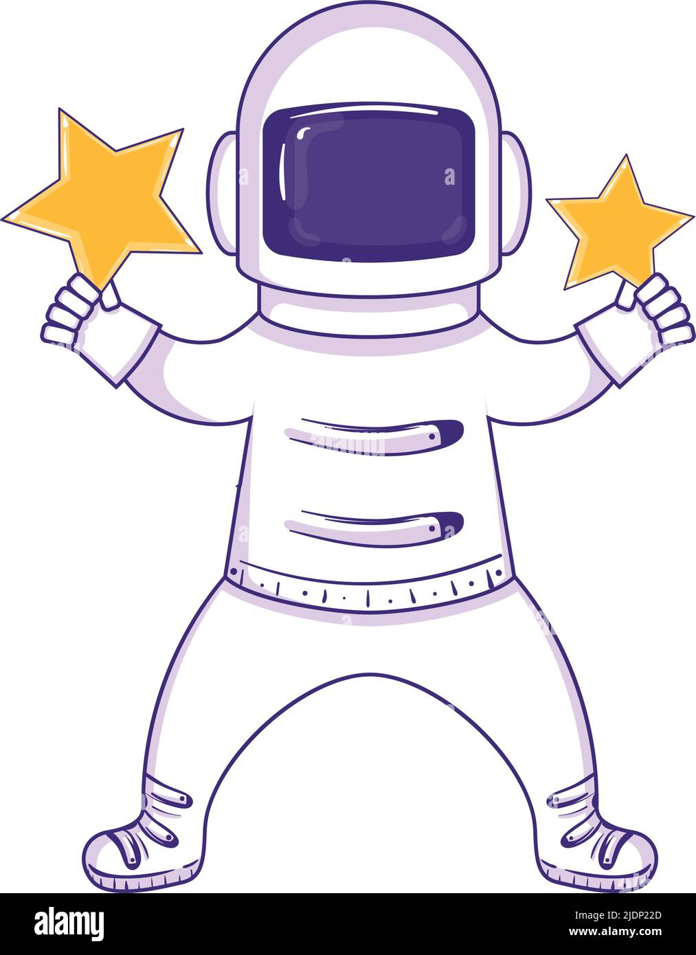 Cute astronaut character cartoon with a pair of stars Vector Stock ...