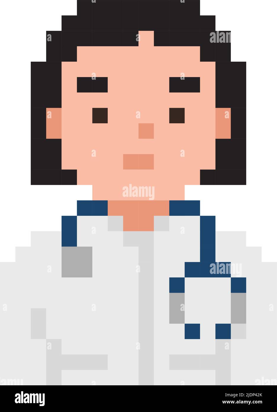 Doctor isolated on white background. Woman physician pixel game style ...