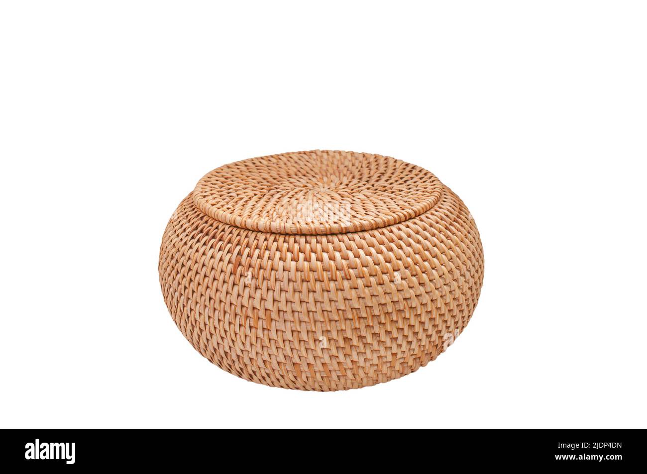 wicker rattan box craft round isolated on white background Stock Photo ...