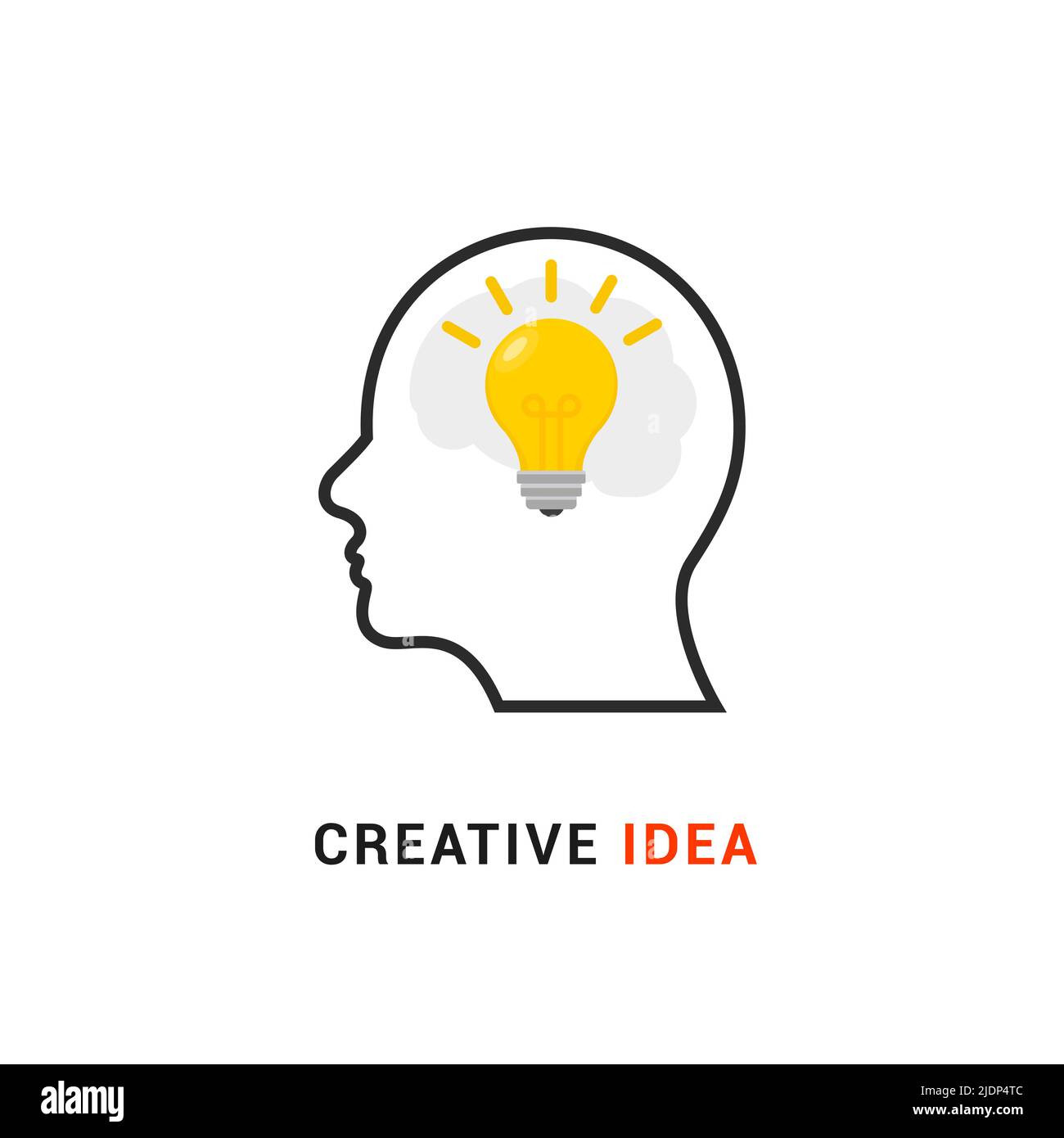 Brain think idea mind head vector icon. Man face human head creative ...
