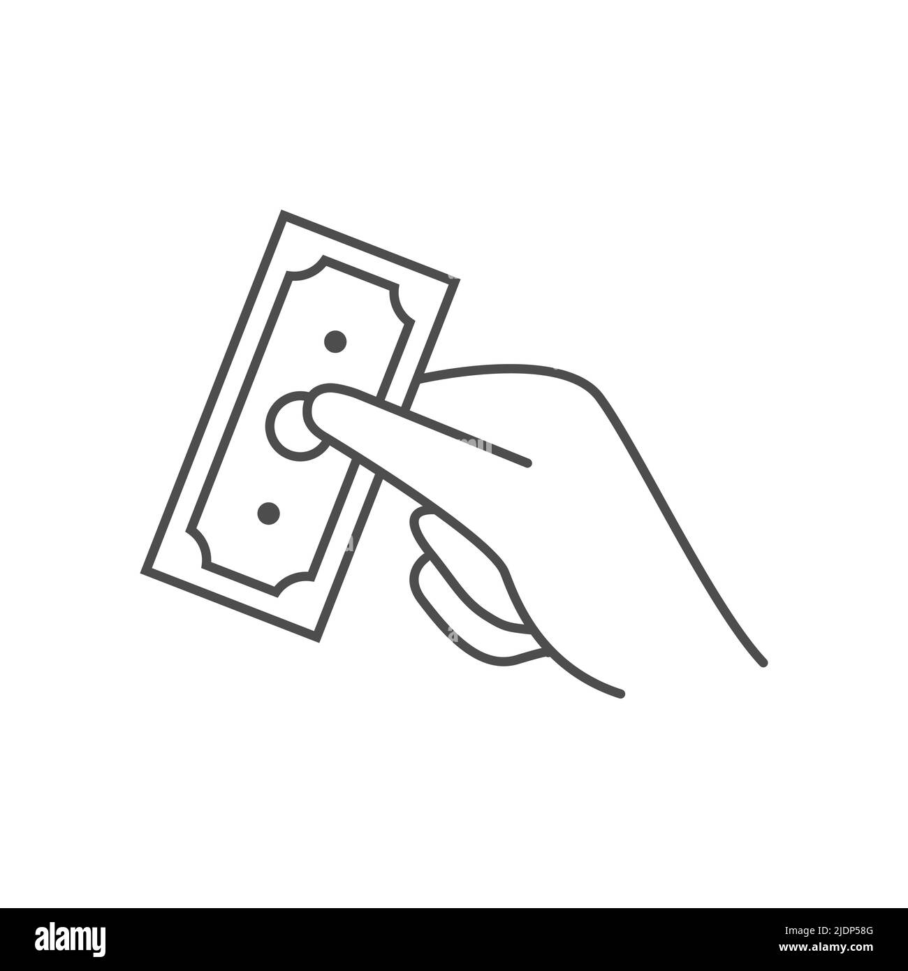 Money in hand salary cost line icon. Dollar hand sign price vector ...