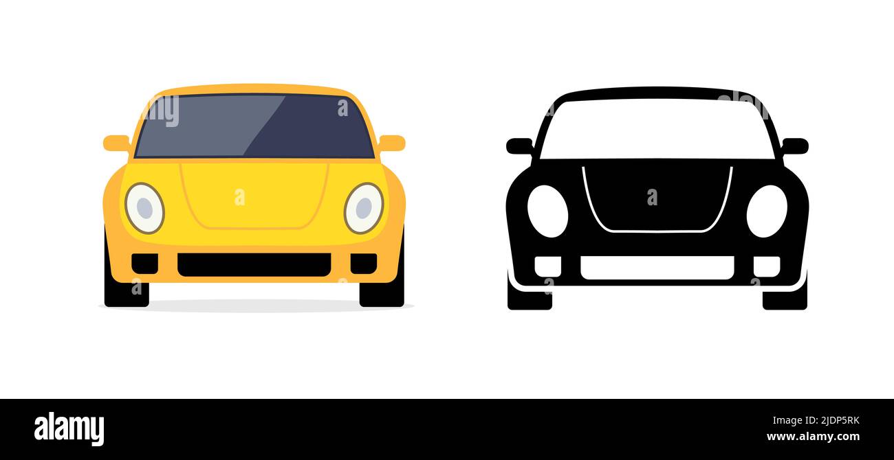Car front view vector flat icon. Car parking cartoon front design shape ...