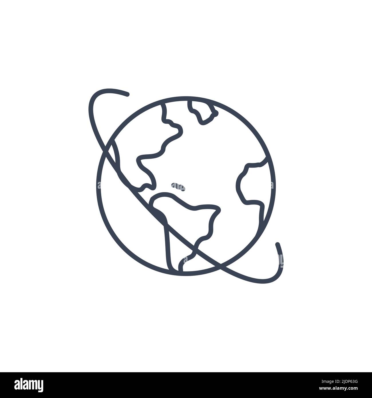 World globe line icon. Vector Earth global planet line icon. Travel ...