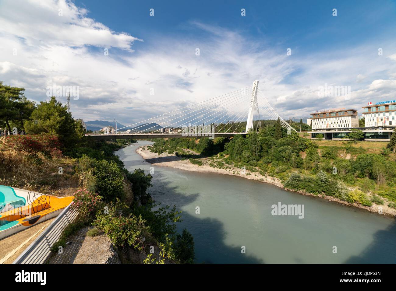 Bridges in Podgorica on river Moraca, Capitol of Montenegro. Modern ...