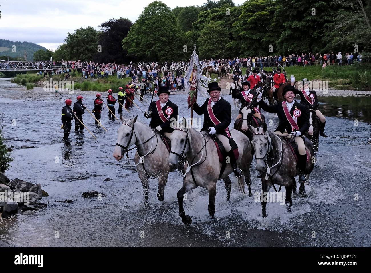 Peebles, UK. , . Beltane Wednesday - Cornets Installation, Rideout ...