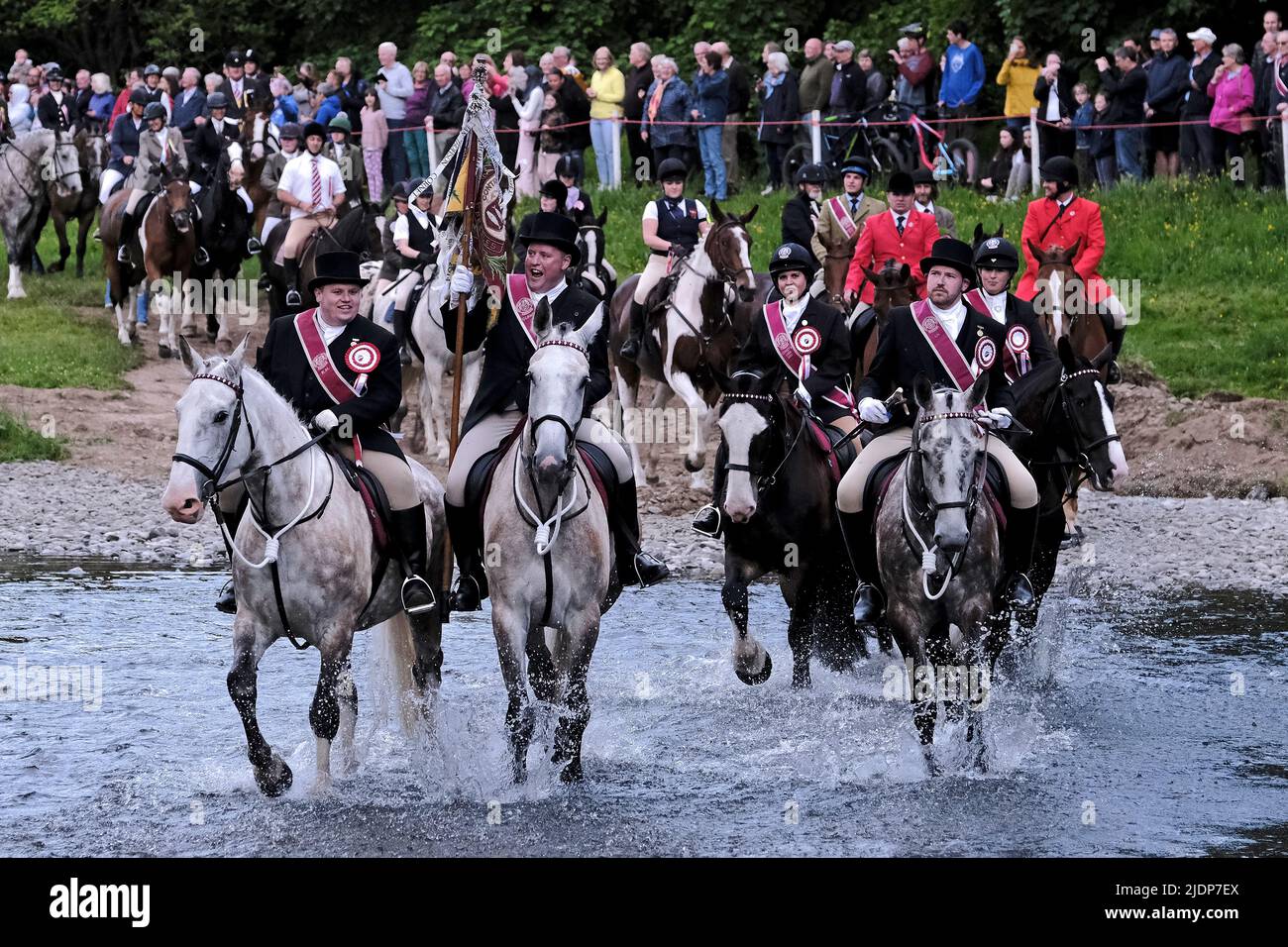 Peebles, UK. , . Beltane Wednesday - Cornets Installation, Rideout ...