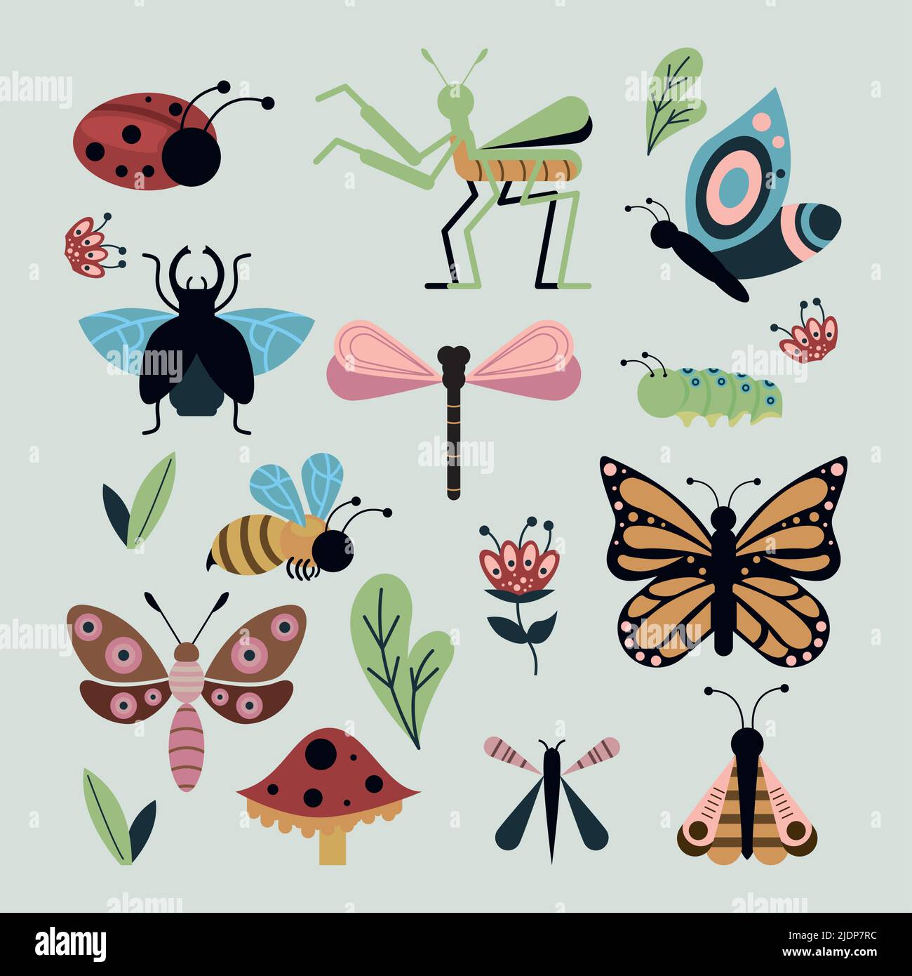 spring insects set Stock Vector Image & Art - Alamy