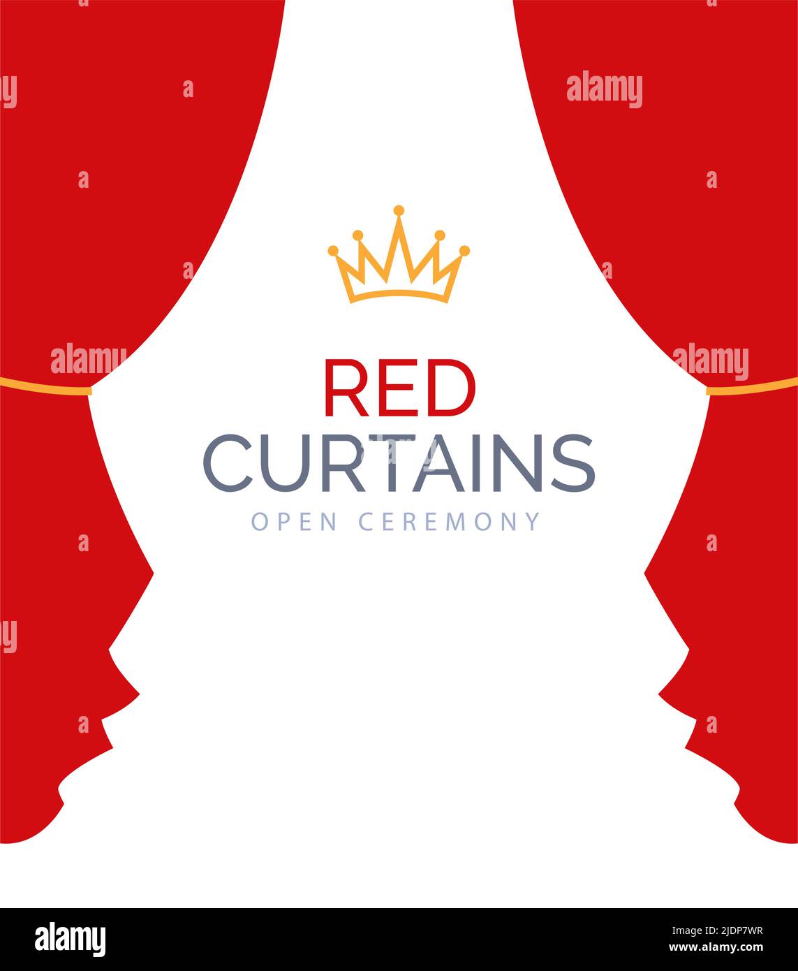 Red curtain flat simple illustration. Vector red curtain open cinema ...