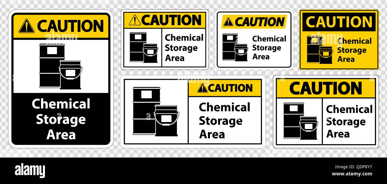 Caution Chemical Storage Symbol Sign Isolate on transparent Background ...