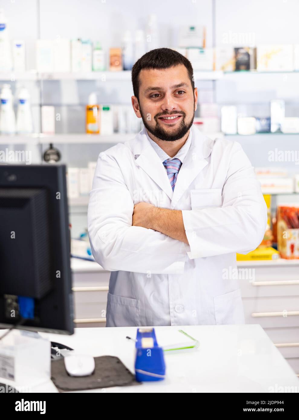Portrait confident pharmacist drug hi-res stock photography and images ...