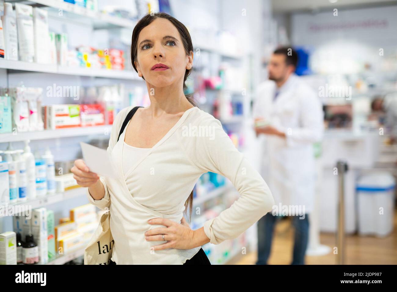 Pharmacy customer woman shopping medicine hi-res stock photography and ...