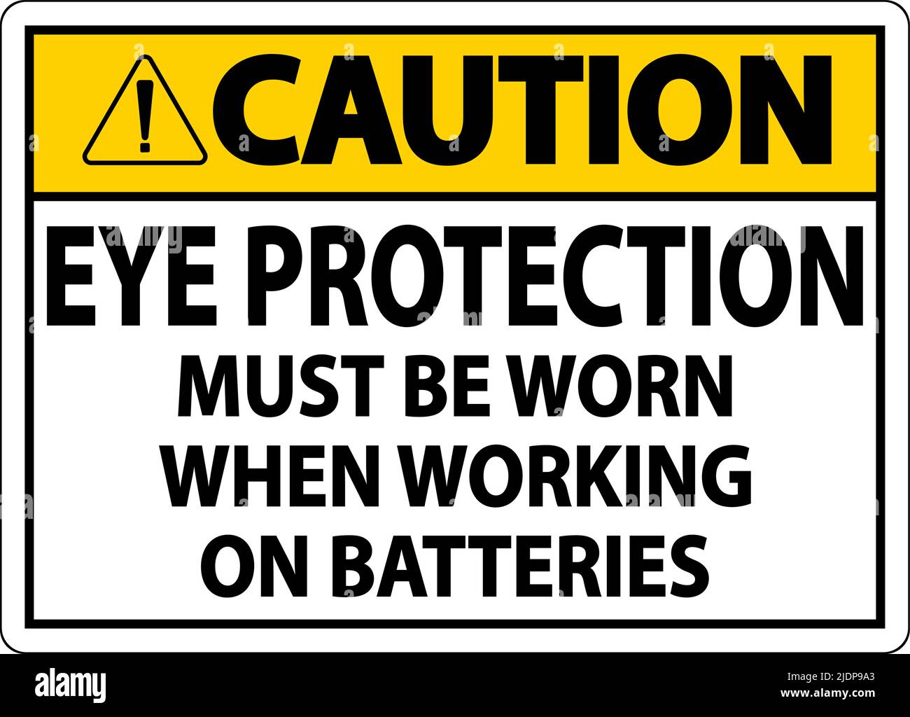 Caution When Working on Batteries Sign On White Background Stock Vector ...