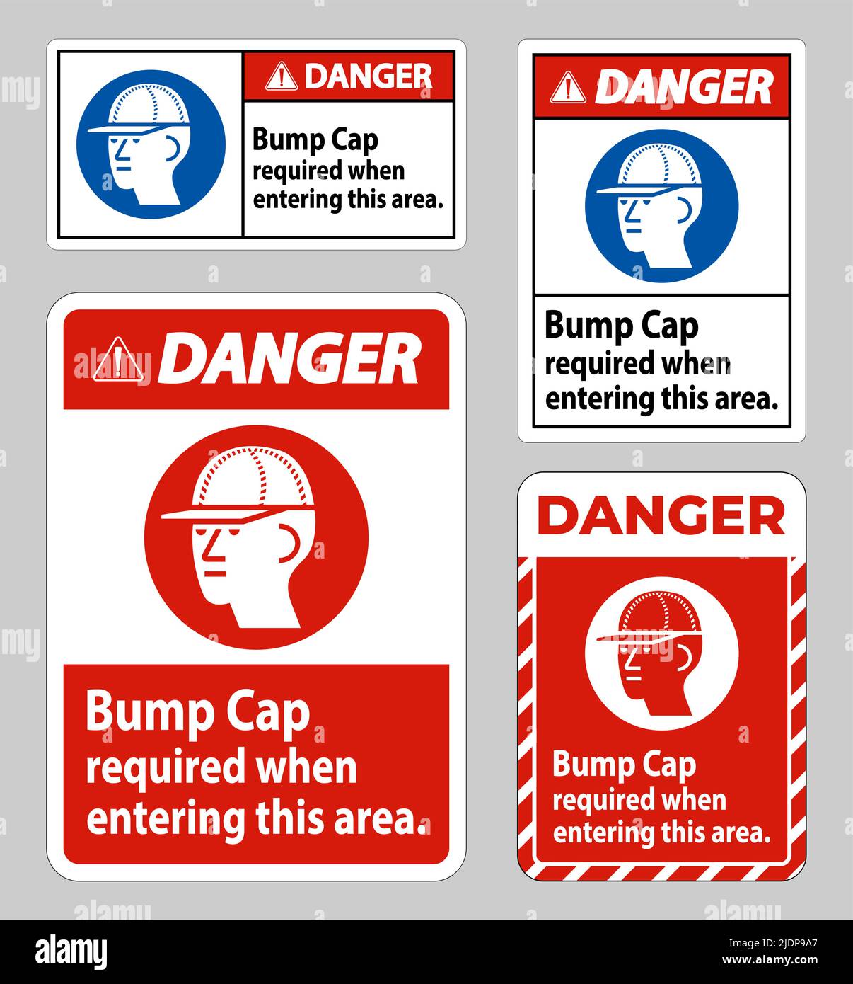 Danger Sign Bump Cap Required When Entering This Area Stock Vector ...