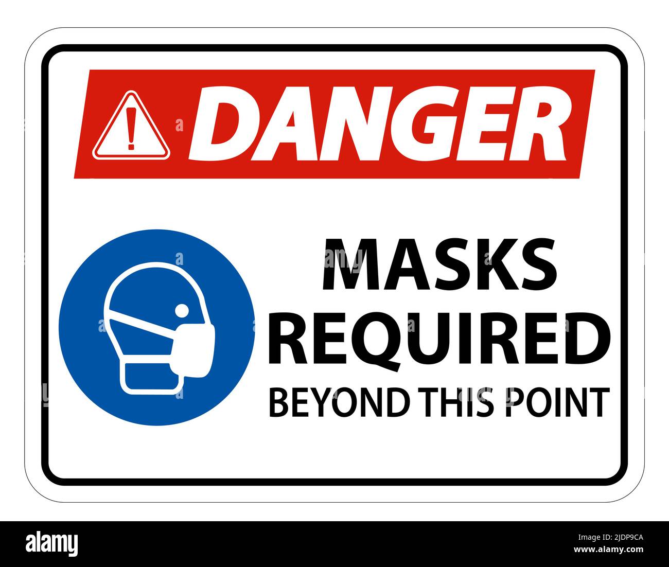 Danger Masks Required Beyond This Point Sign Isolate On White ...