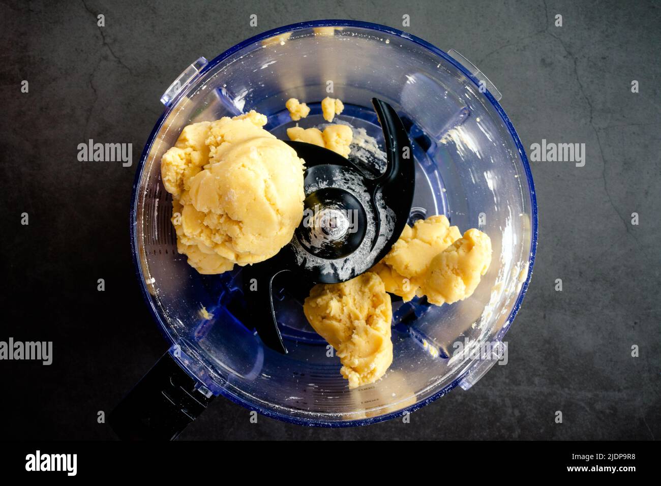 Freshly Blended Pastry dough in a Food Processor Bowl: Pie crust dough ...