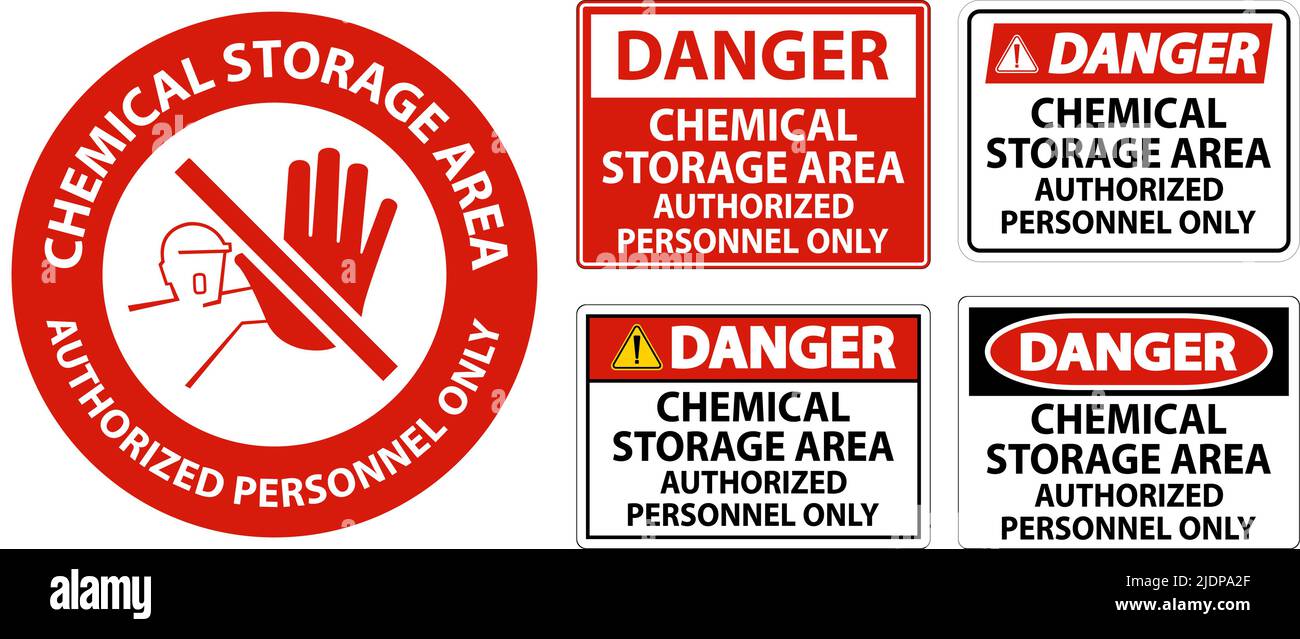 Danger Chemical Storage Area Authorized Personnel Only Symbol Sign ...