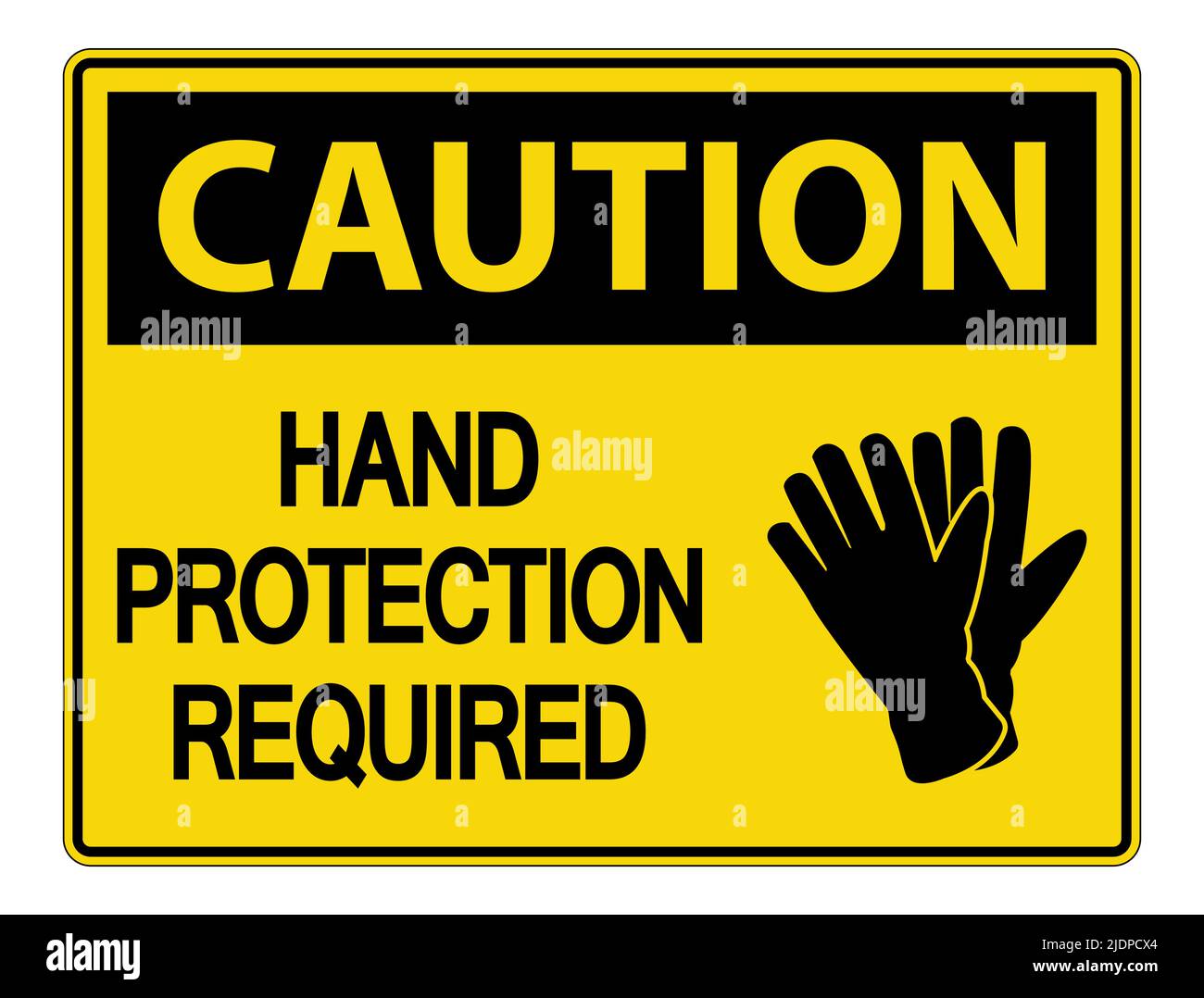 Caution Hand Protection Required Wall Sign on white background,vector ...
