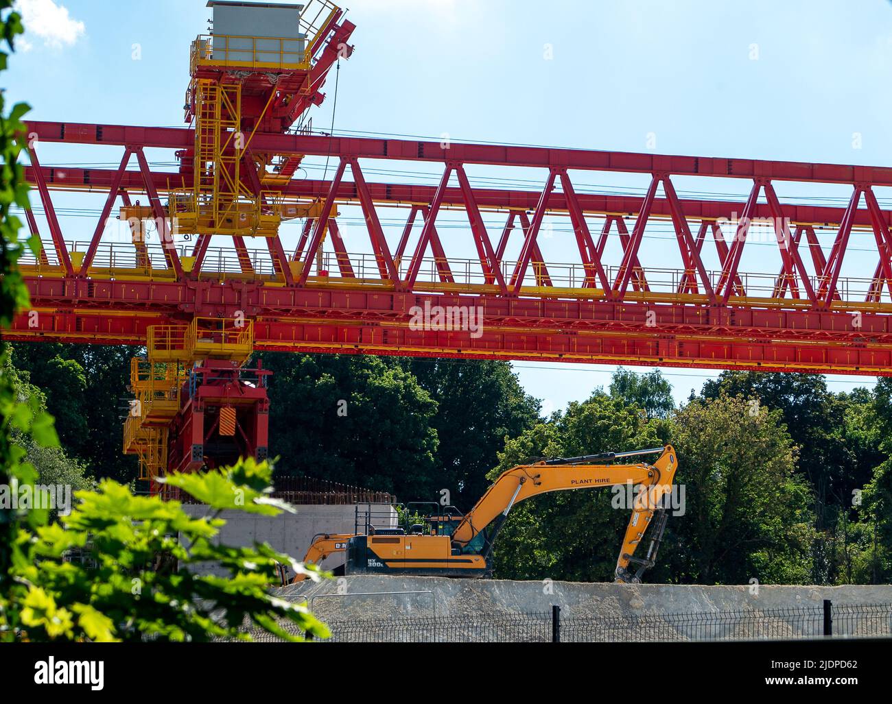 Denham, Buckinghamshire, UK. 22nd June, 2022. A 700 tonne launch girder ...