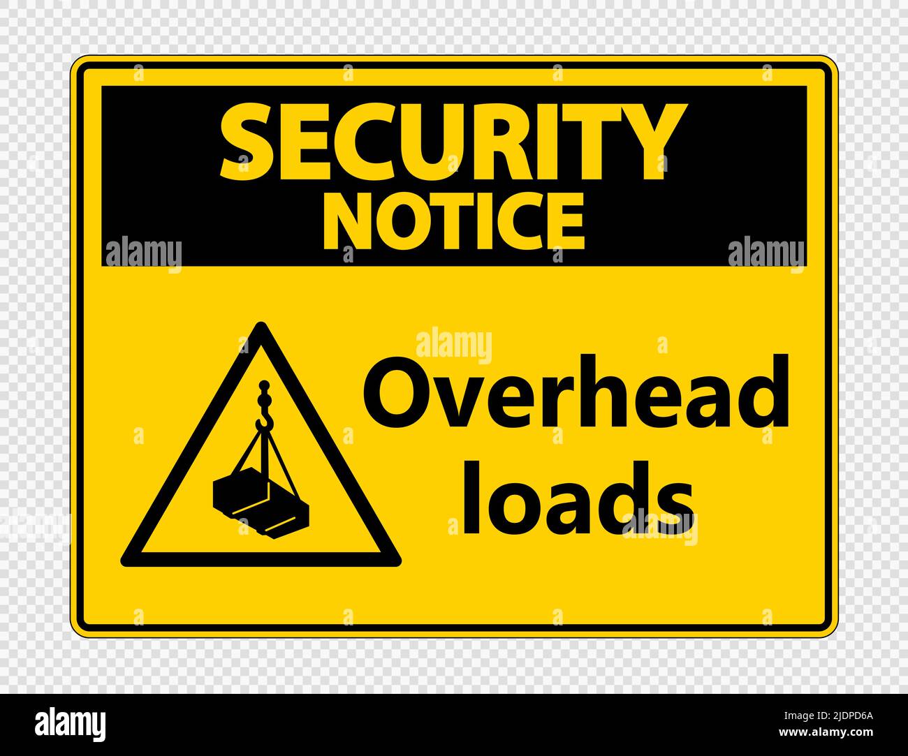 Security notice overhead loads Sign on transparent background,vector ...