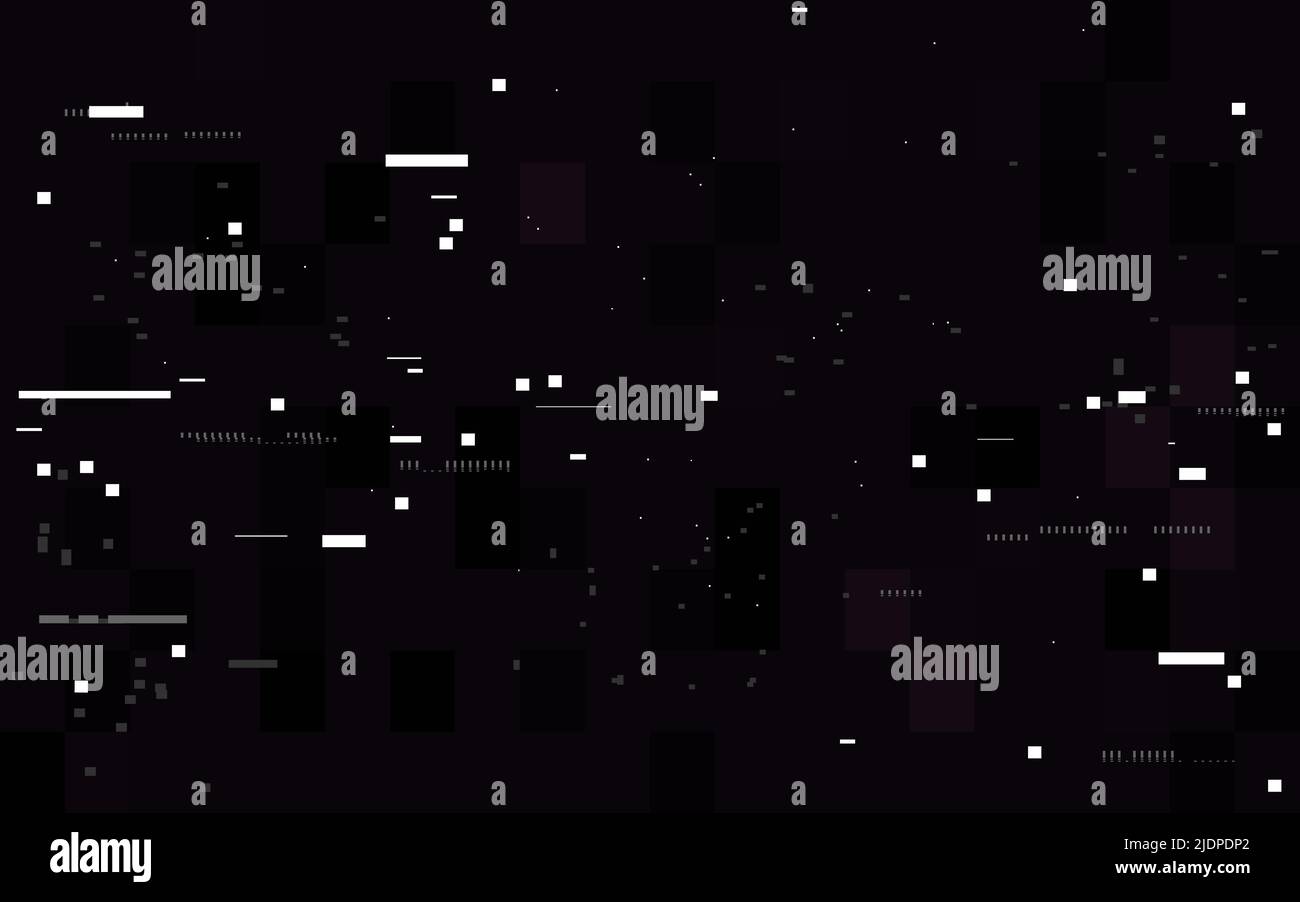 Glitch digital concept. White random shapes on dark backdrop. Glitched ...