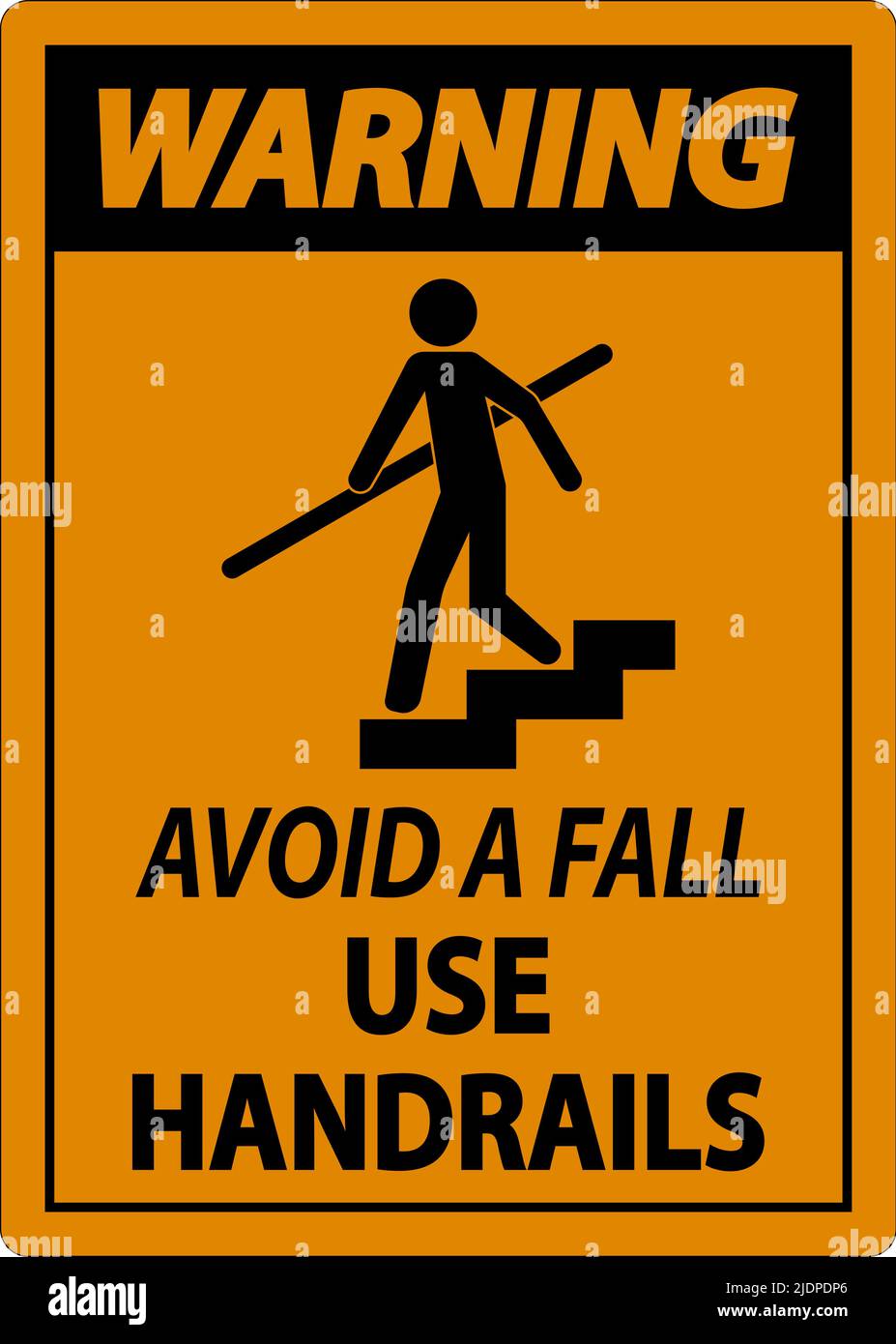 Warning Avoid A Fall Use Handrails Sign Stock Vector Image & Art - Alamy