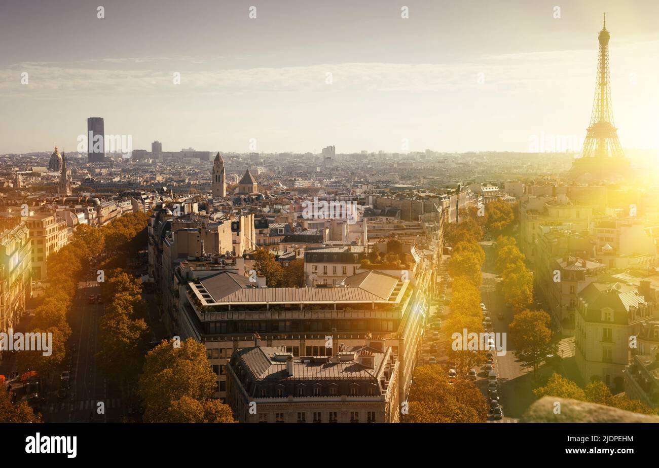 Aerial view of Paris with Eiffel Tower Stock Photo - Alamy