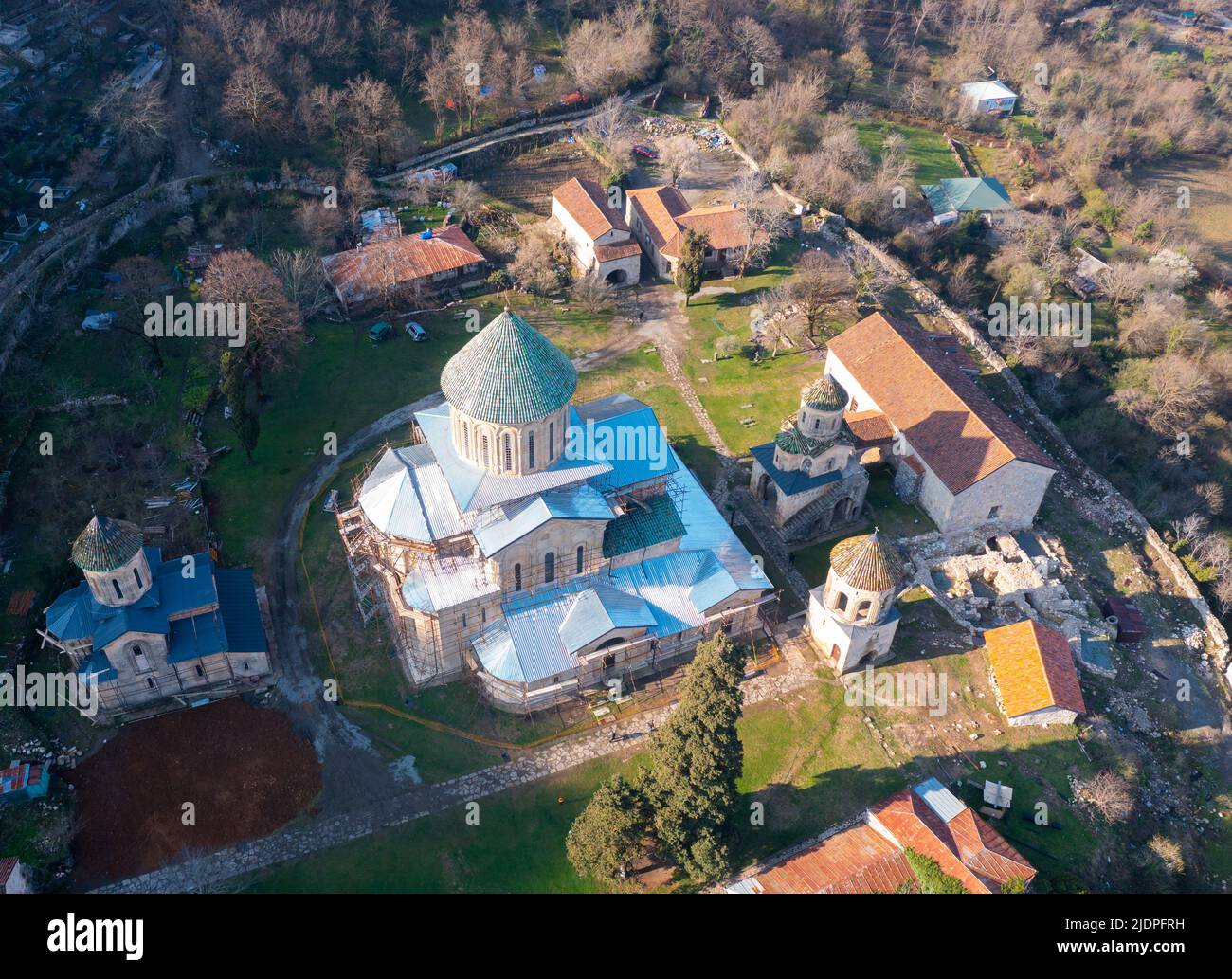 Aerial view of medieval monastic complex of Gelati, Georgia Stock Photo ...